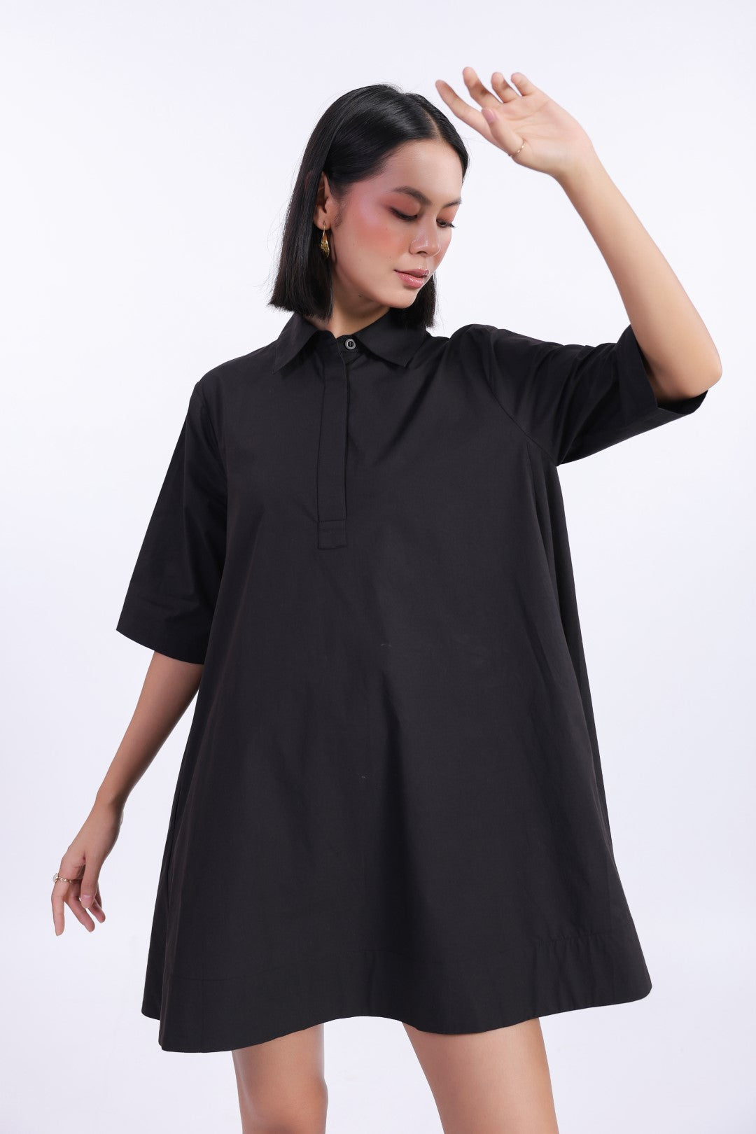 MUUN Women's Black Solid Cotton Dress